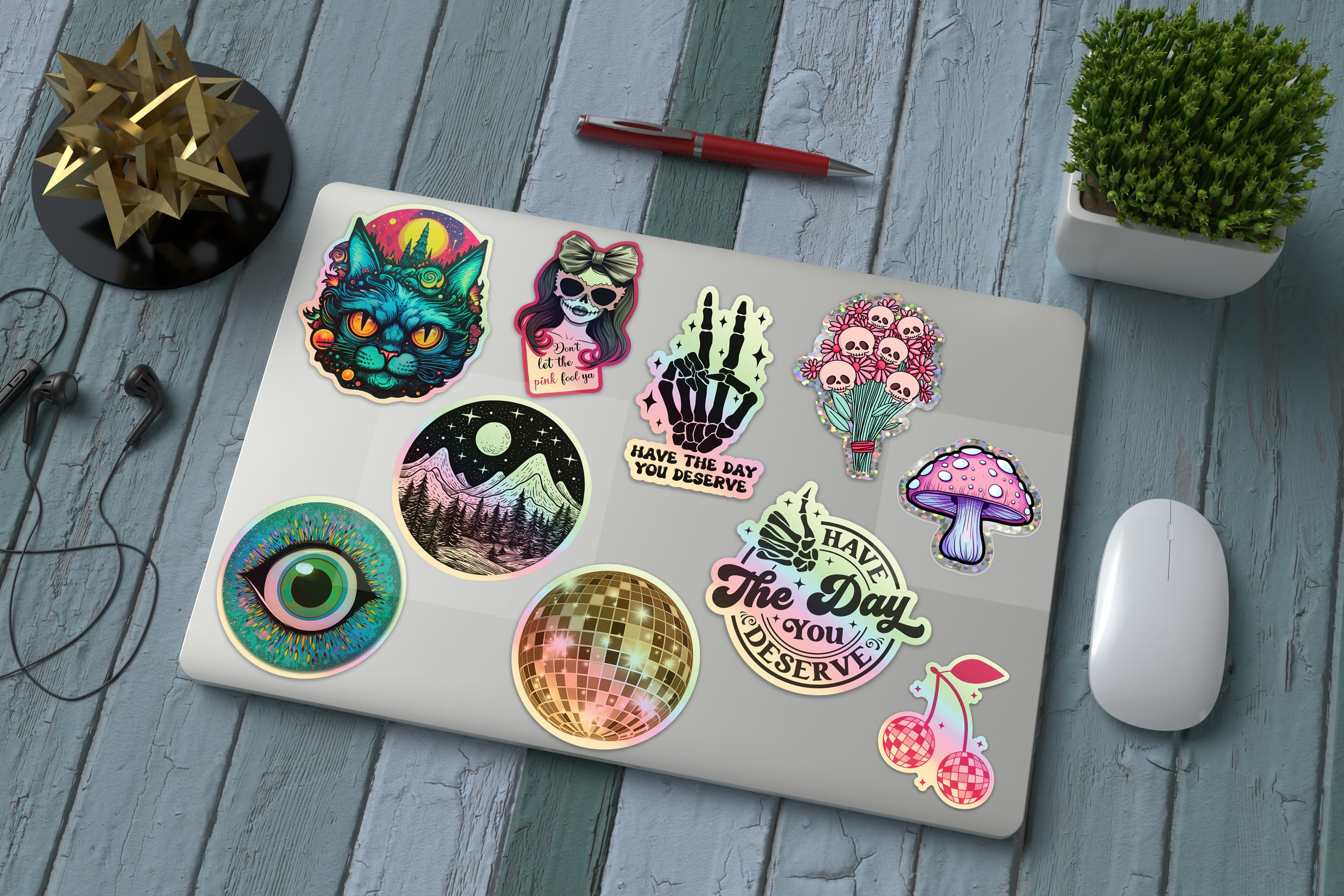 Holographic Blue and Purple Disco Ball Sticker Disco Fever Sticker 70's ...