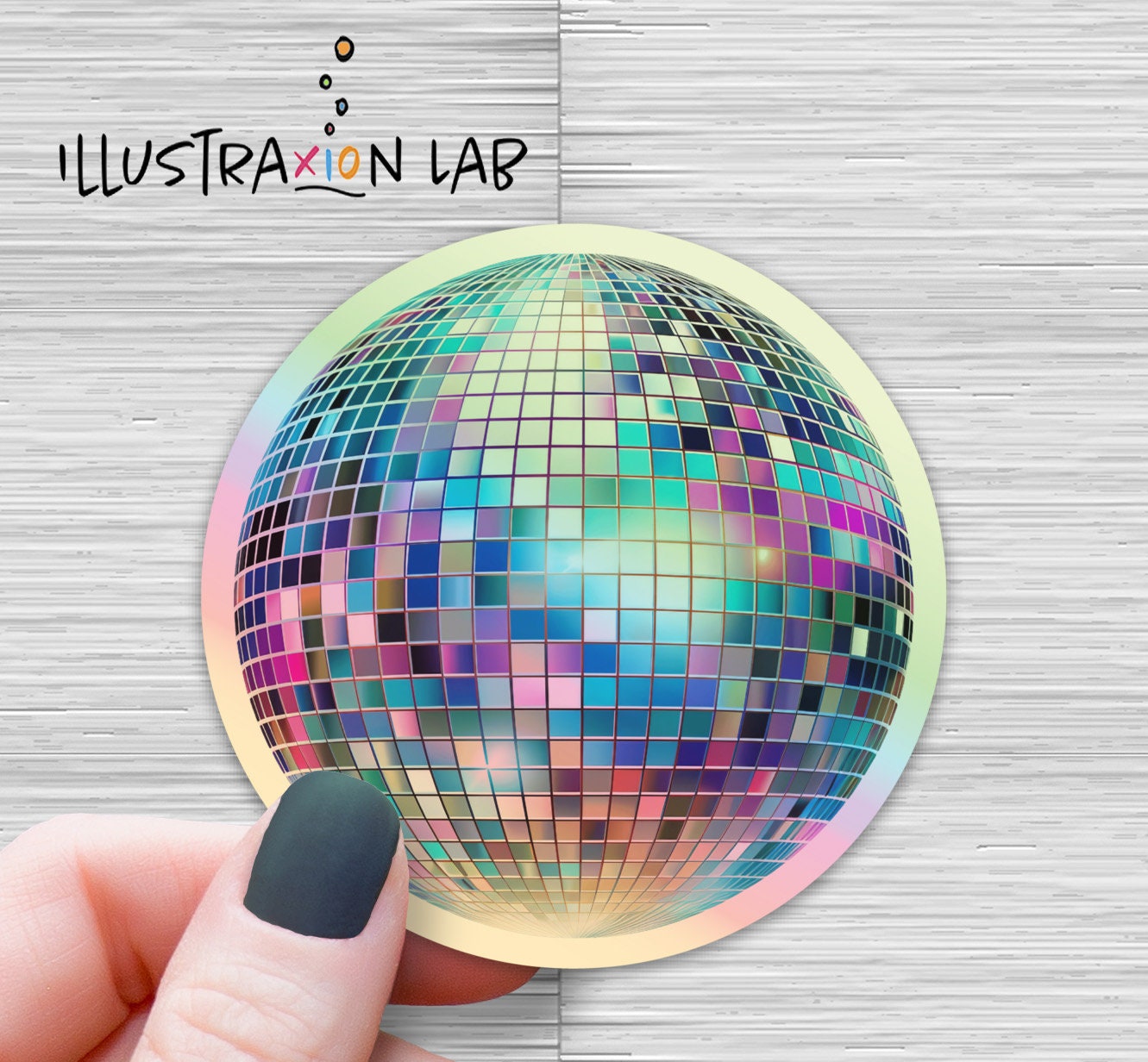 Holographic Blue and Purple Disco Ball Sticker Disco Fever Sticker 70's ...