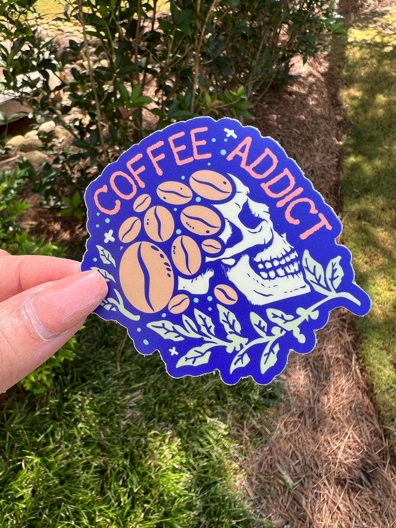 Coffee Addict Sticker | Coffee Lover Sticker | Skull Sticker | Skeleton ...
