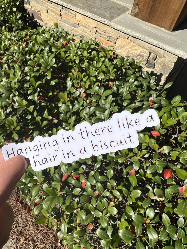 Hanging in There Like a Hair in a Biscuit Sticker Adulting - Etsy