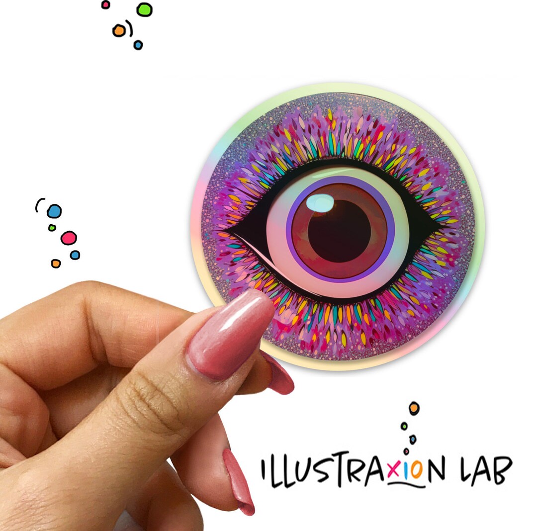 Holographic Brown Eyed Sticker | Celestial Eye Sticker | Neon Sticker ...