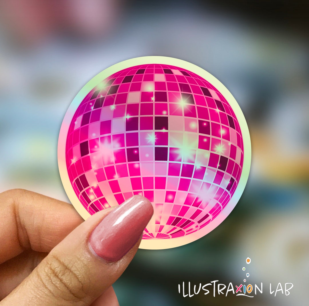 Holographic Pink Disco Ball Sticker | Disco Fever Sticker | Mirrorball ...
