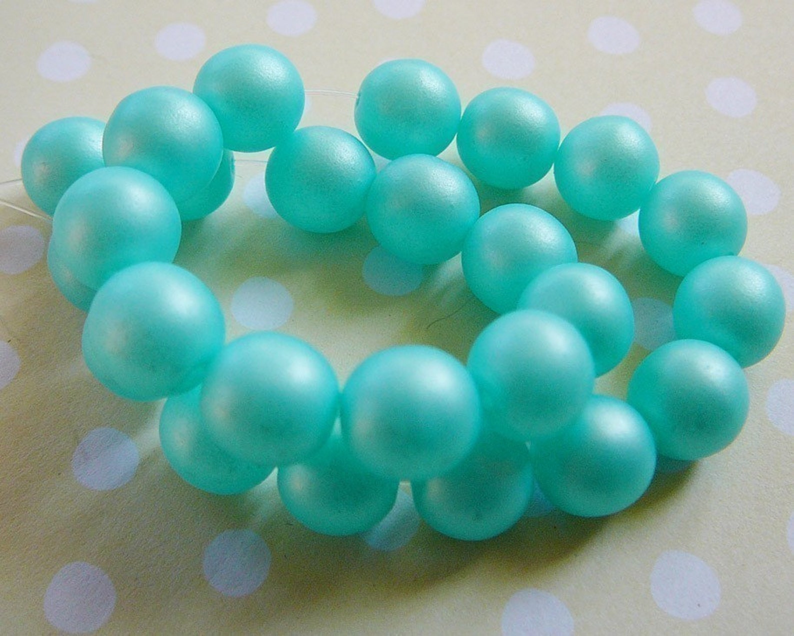 Vintage .. Beads Czech Glass Matte Aqua Ice Beads 8mm - Etsy