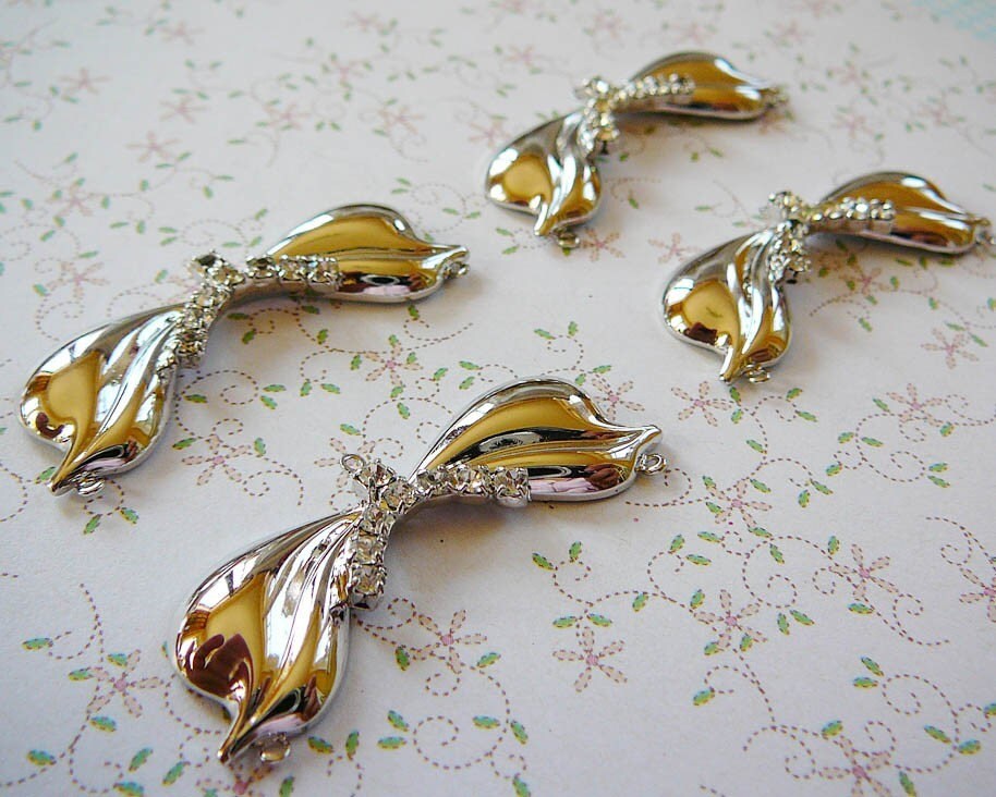 Vintage ... Pendant Connector Link Rhinestone Silvertone - Etsy