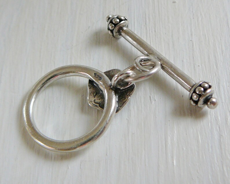 Sterling Silver Clasp, Flower Toggle, Round Jewelry Closure Oxidized ...