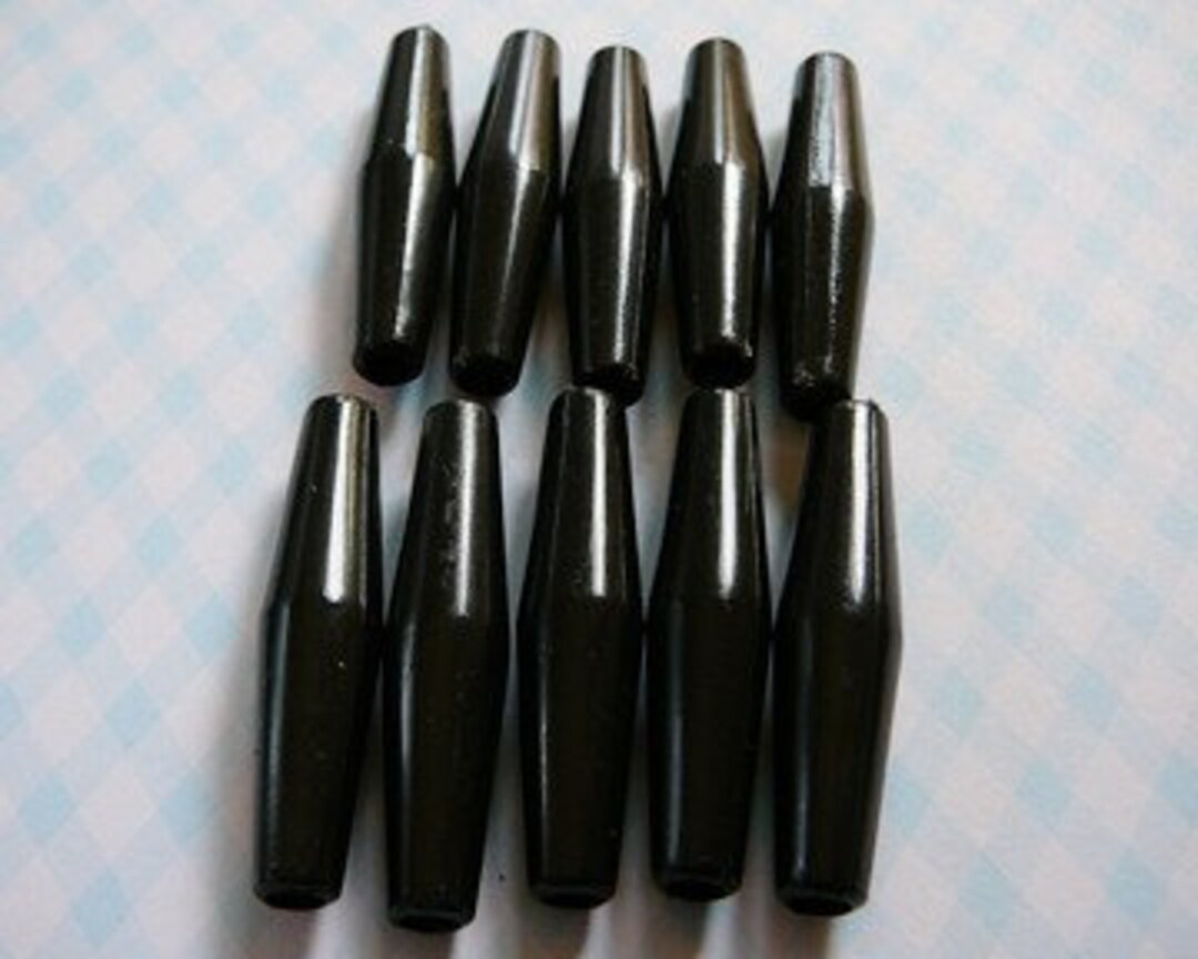 Vintage .. 2 Inch Tapered Tube Shiny Black Beads - Etsy