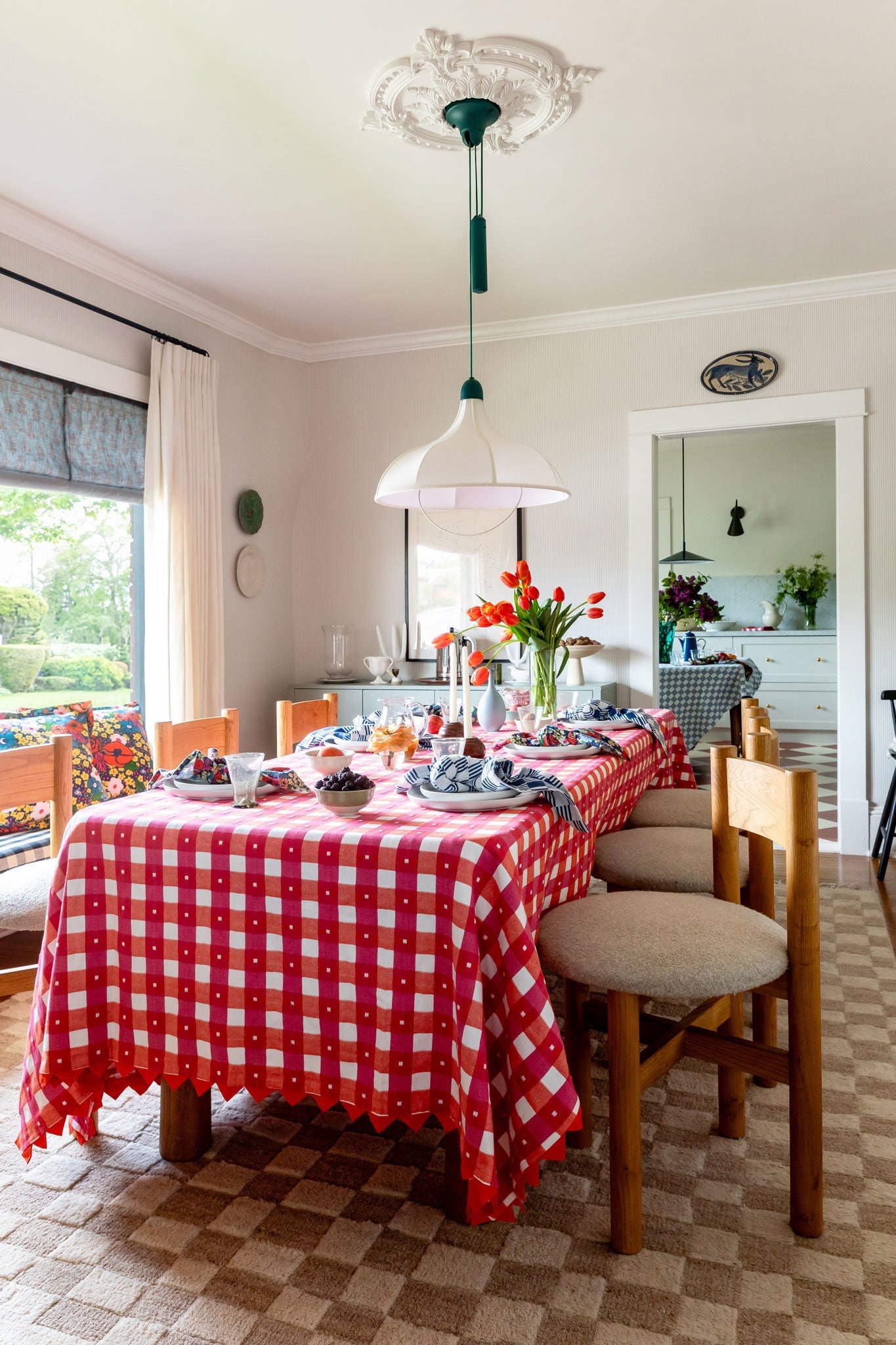 Woven Gingham Tablecloth in Cherry Red - Premium Cloth With Quilt Point ...