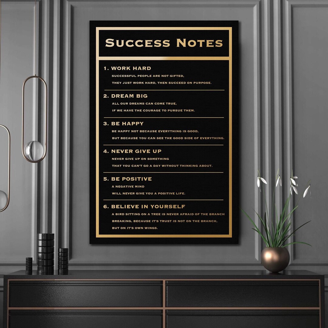 Motivational Office Decor Canvas Print Inspirational SUCCESS Art ...