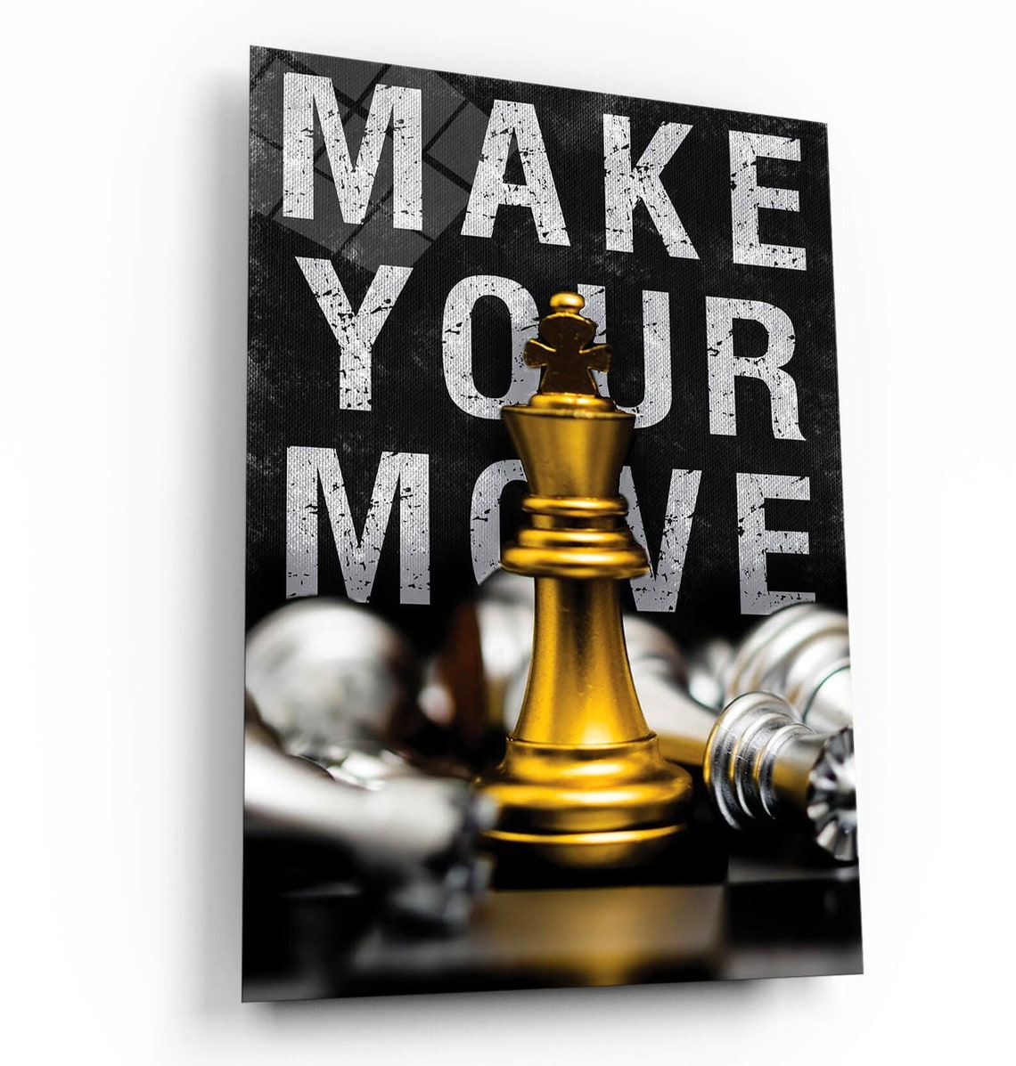 Make Your Move Motivational Wall Art Gold Chess Inspirational Quote ...