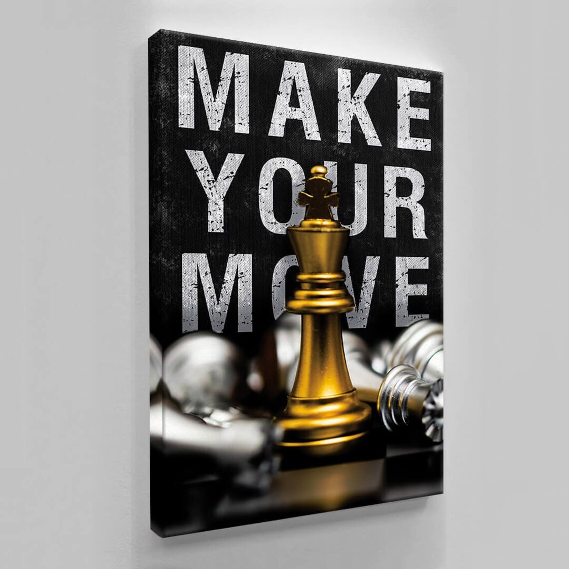 Make Your Move Motivational Wall Art Gold Chess Inspirational Quote ...