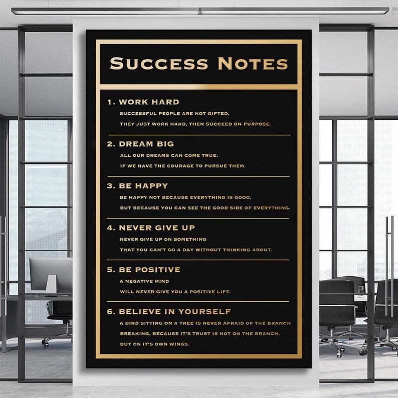 Motivational Office Decor Canvas Print Inspirational SUCCESS Art ...