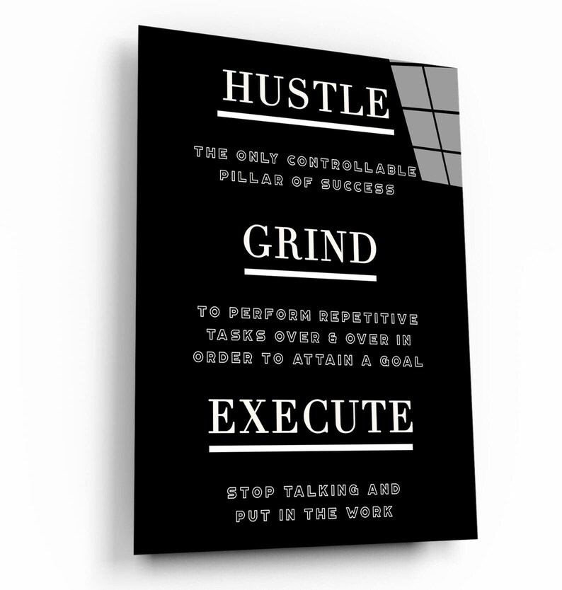 Hustle Grind Execute Art Motivational Canvas Inspirational Quote Poster ... Hustle Grind Execute Art Motivational Canvas Inspirational Quote Poster ...