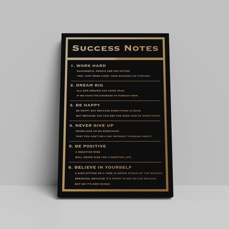 Motivational Office Decor Canvas Print Inspirational SUCCESS Art ...