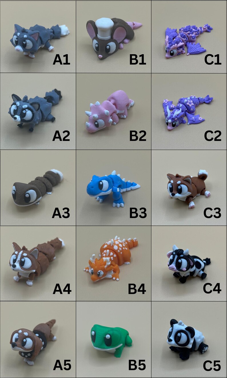 Mini Articulating Animals | 3D Printed | Pocket Pet Set - Etsy