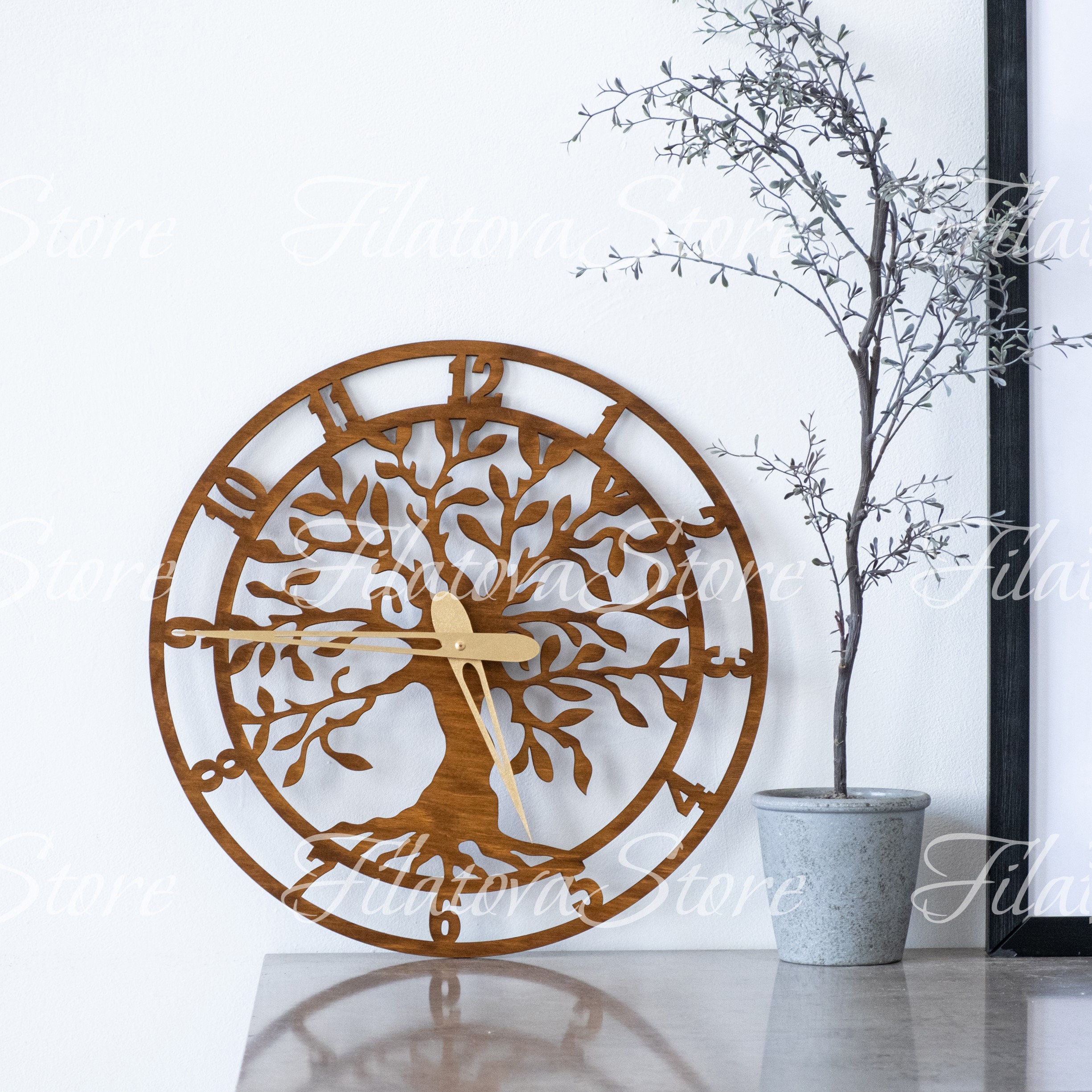 Large Tree of Life Clock, Tree Clock, Celtic Wall Clock, Wooden Wall ...