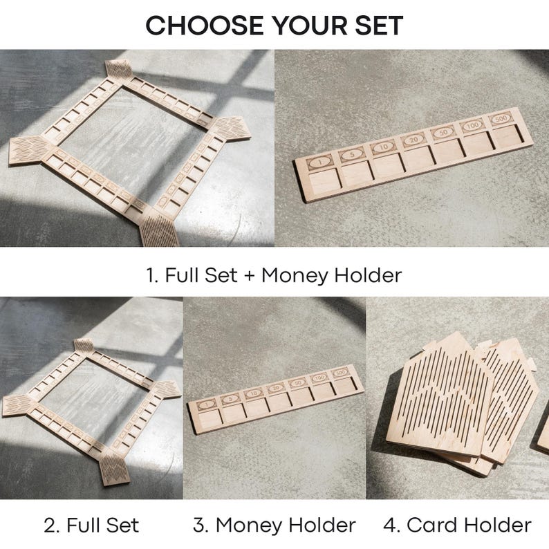 Wooden Monopoly Organizer, Monopoly Money Tray, Game Piece Holder ...