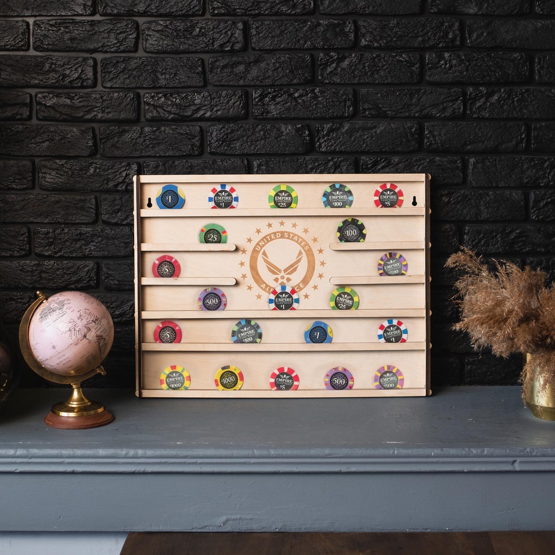 Casino Poker Chip Display Case, Wooden Chip Holder, Poker Chip ...