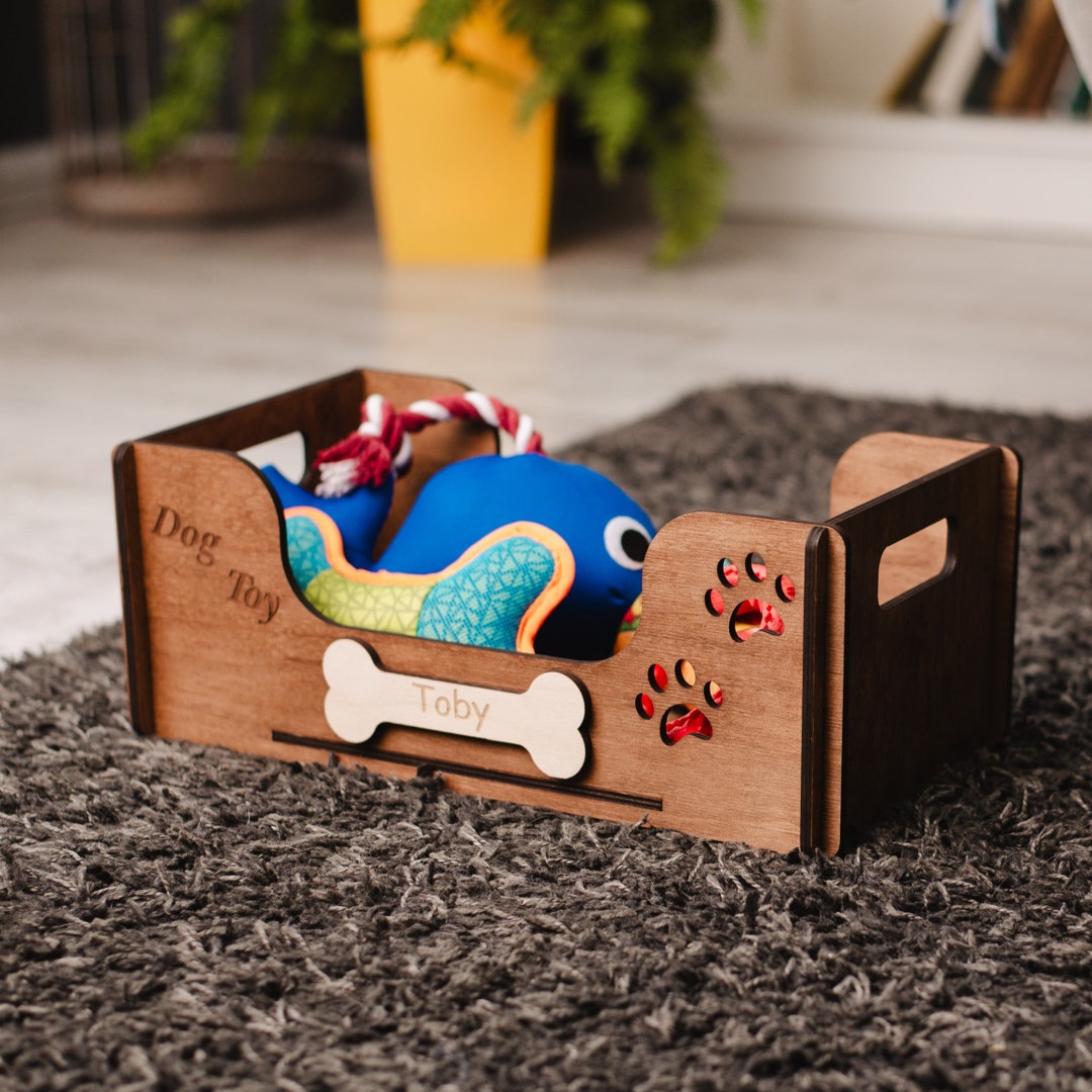 Dog Toy Box With Name, Dog Toy Chest, Wood Dog Toy Box, Custom Dog ...