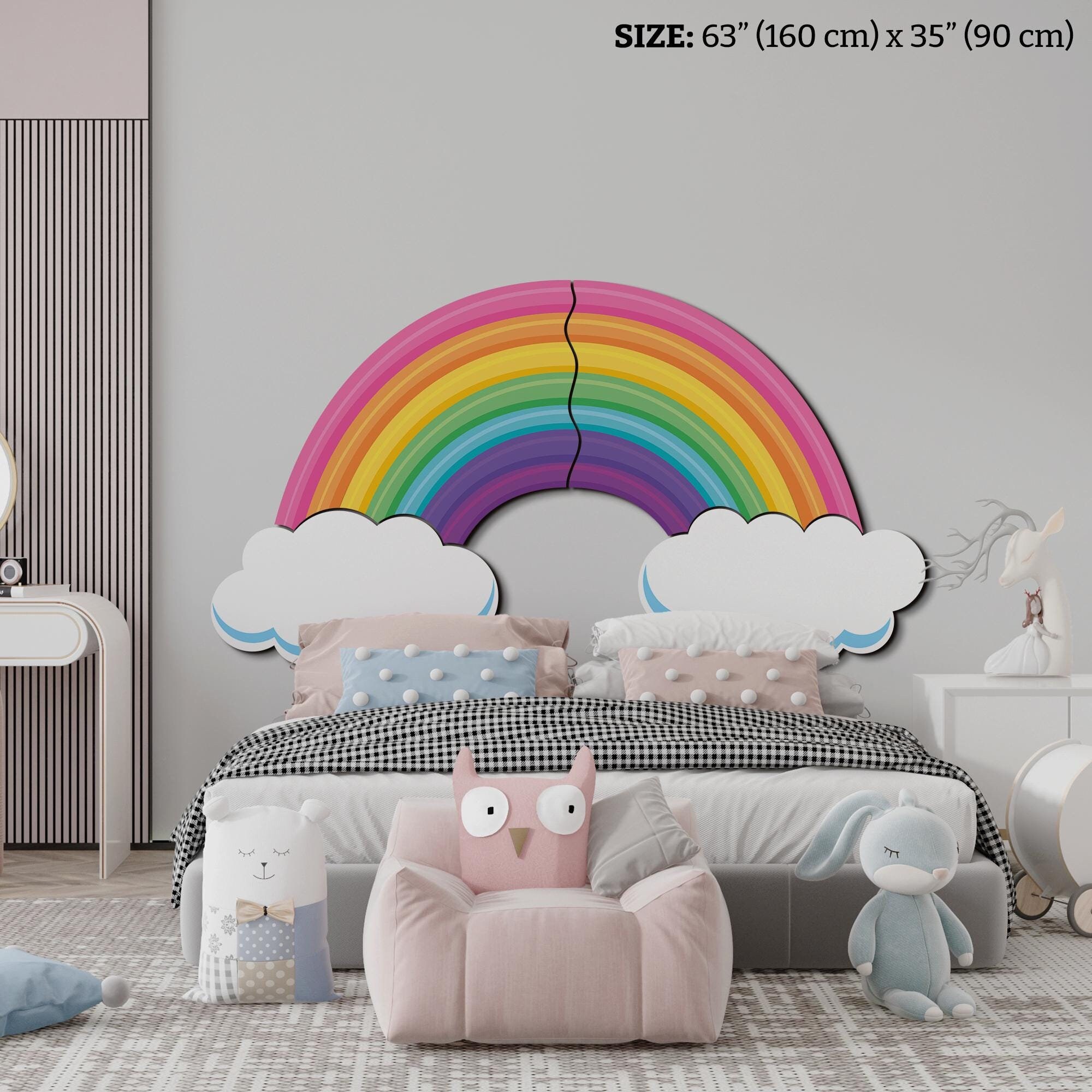 Rainbow Wooden Headboard, Rainbow Wall Decor, Above Bed Wall Art ...