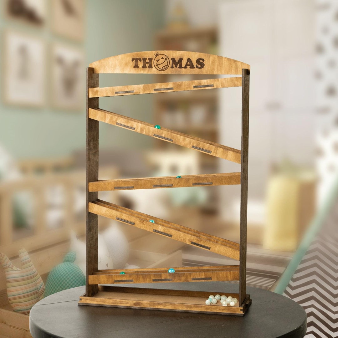 Wooden Ball Tracker Toy, Wooden Racetrack for Kids, Educational Rolling ...