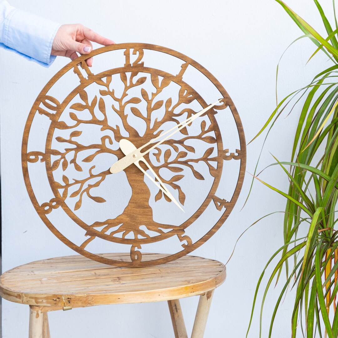 Large Tree of Life Clock, Tree Clock, Celtic Wall Clock, Wooden Wall ...