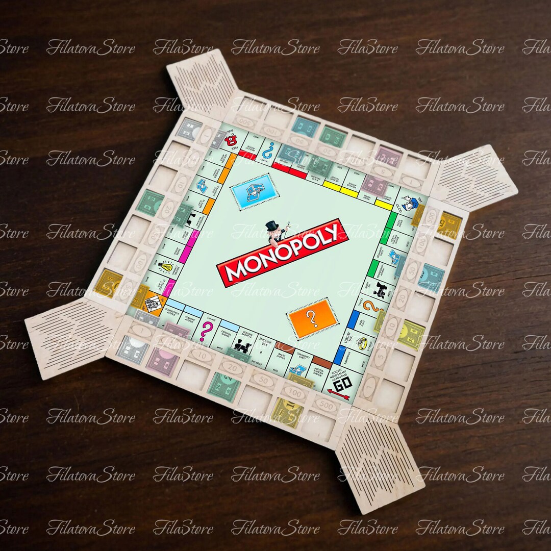 Wooden Monopoly Organizer, Monopoly Money Tray, Game Piece Holder ...
