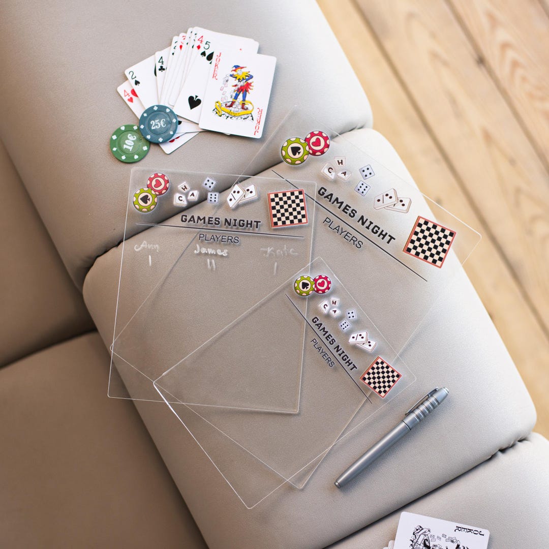 Game Night Score Board, Personalized Score Tracker, Acrylic Dry Erase ...