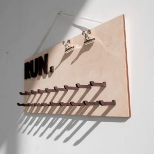 Wood Running Medal Rack, Bib Display Rack, Wooden Marathon Medal Holder ...
