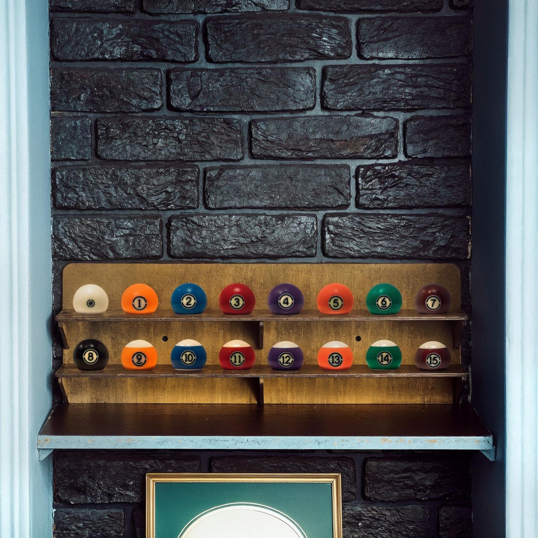 Wooden Billiards Ball Shelf, Pool Ball Display Rack, Billiards Ball ...
