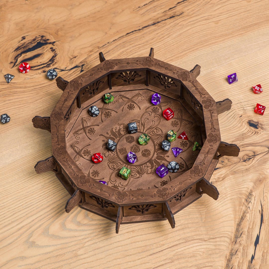 Tabletop Wooden Dice Rolling Tray, Octagon Dnd Dice Tray, Large Dice ...