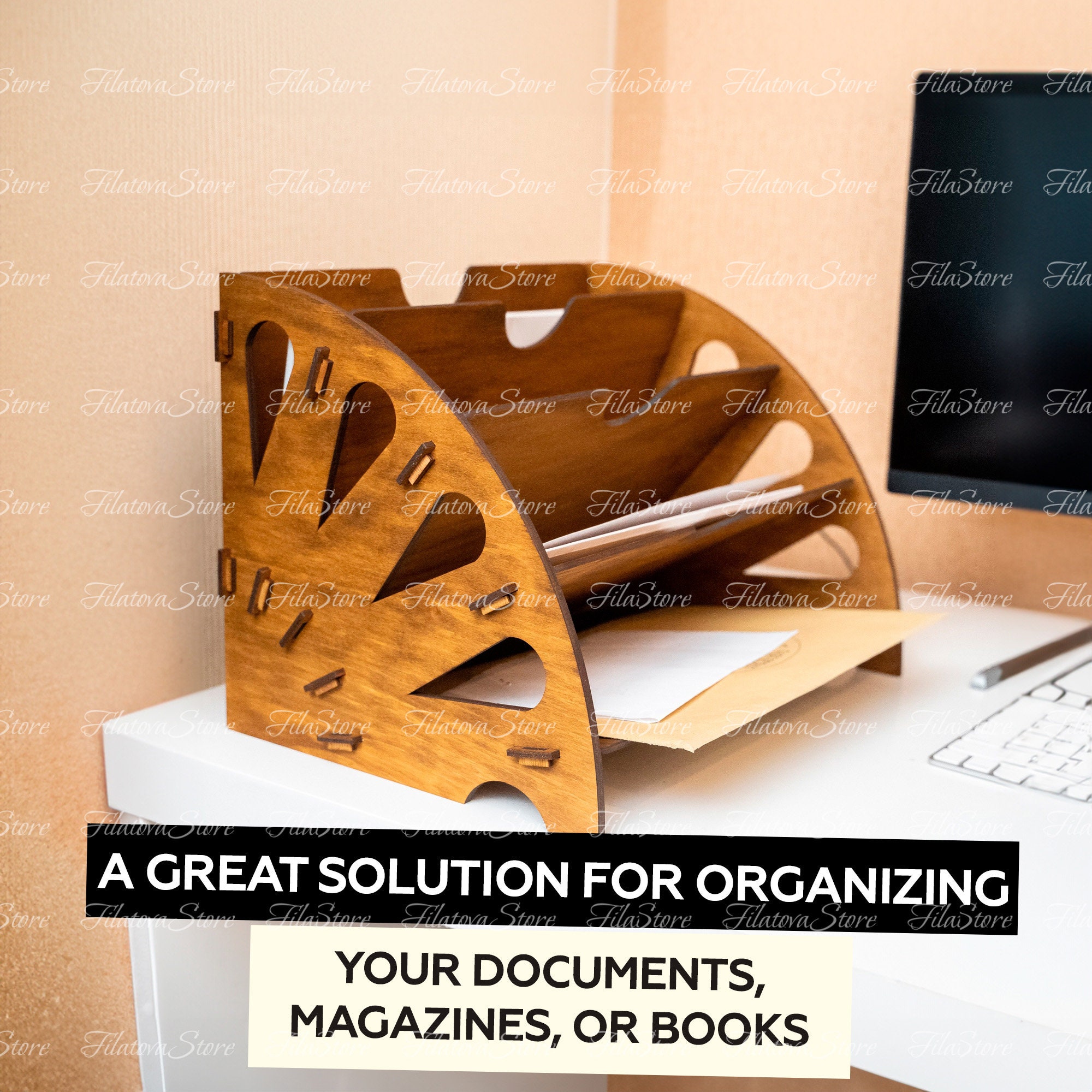 Wood Desk Organizer, Office Desk Organizer,desktop Storage,document ...