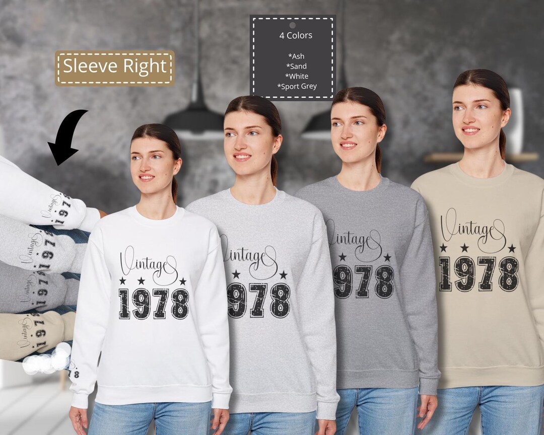 Vintage 1978 Sweatshirt, Custom Year, Birthday Gift, Retro Crewneck ...