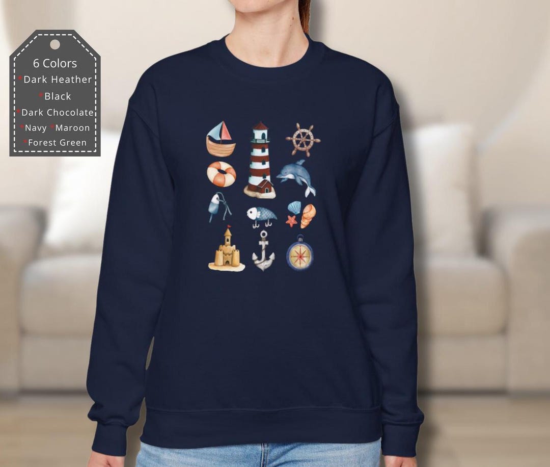 Sea Animals Crewneck Sweatshirt, Ocean Theme Gift, Nautical Sweatshirt ...