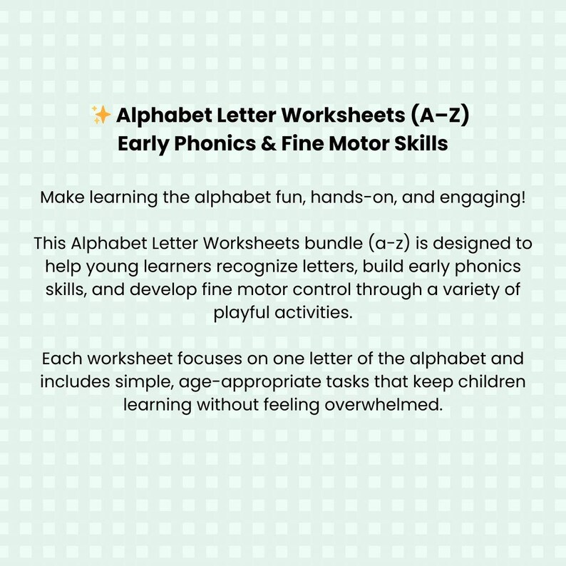 Alphabet Letter Worksheets (a-z) – Early Phonics & Fine Motor Skills ...