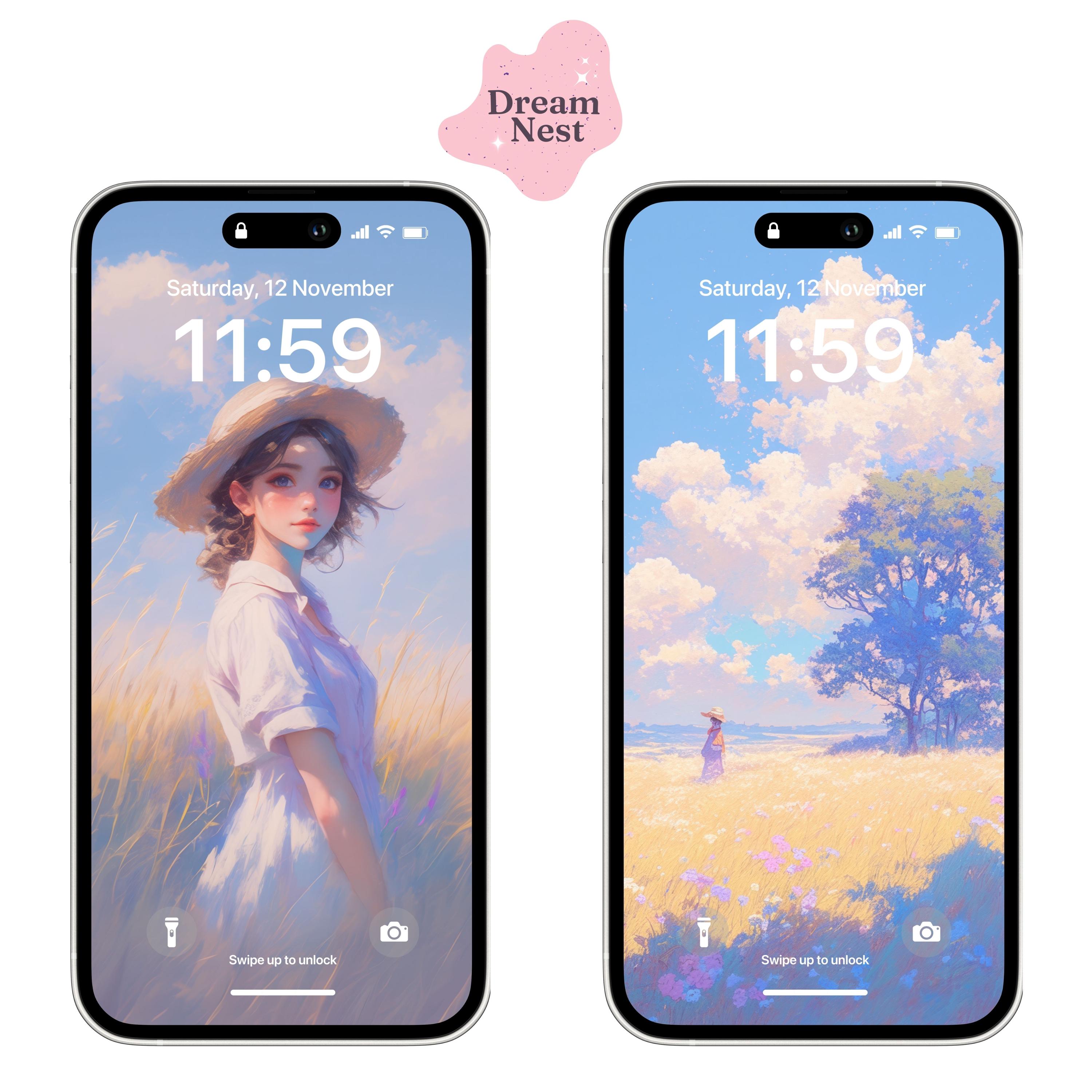 Anime Girl in a Field Phone Wallpaper, Ios Android, Digital Download - Etsy