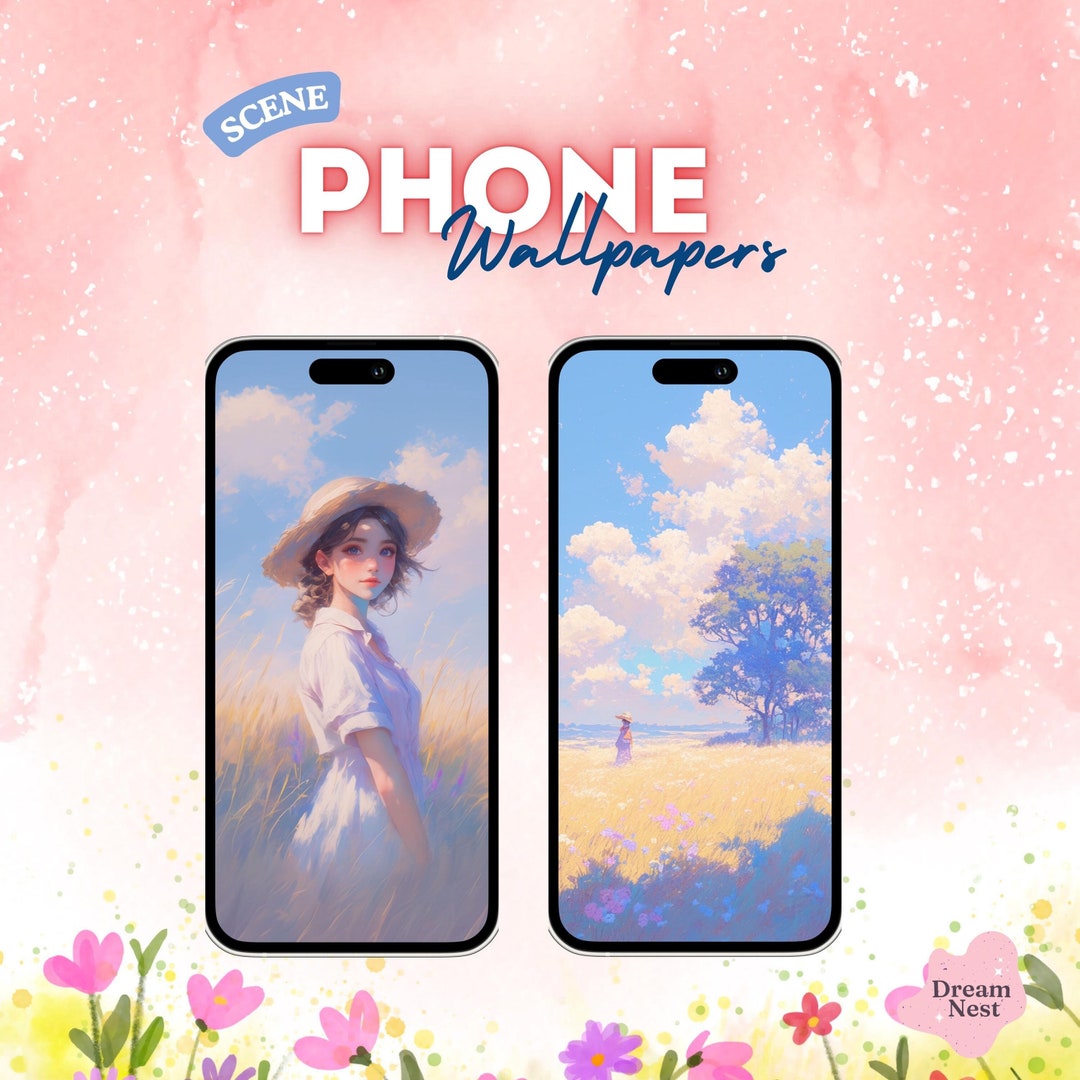 Anime Girl in a Field Phone Wallpaper, Ios Android, Digital Download - Etsy