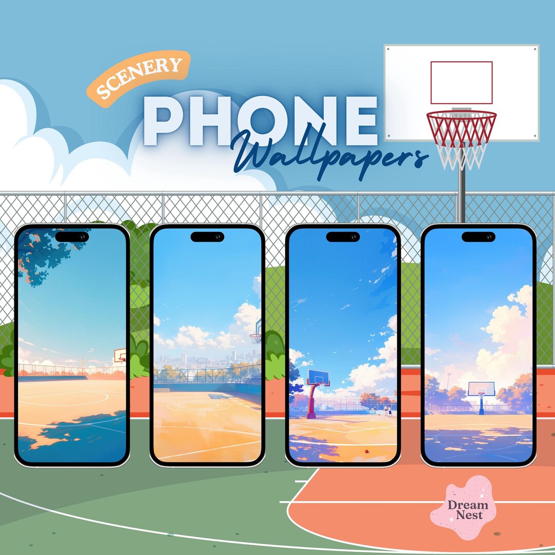 Basketball Court Simple Phone Wallpaper, Ios Android, Digital Download ...