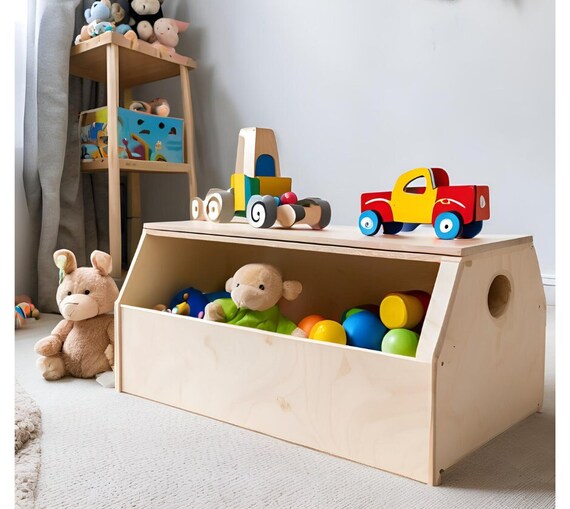 Toddler Storage Box Handcrafted Montessori Toy Shelf Wooden Toy Organizer Plywood Storage Cabinet Toys Storage Furniture Toy Box Etsy