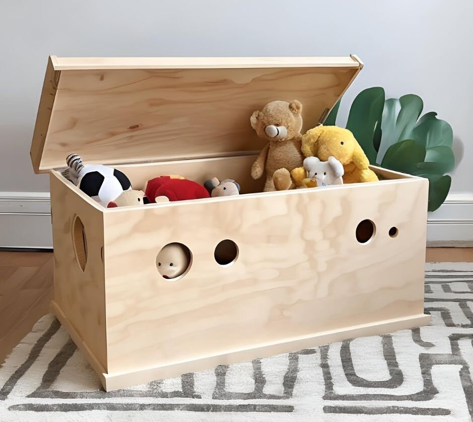 Toddler Storage Box Handcrafted Wooden Chest Wooden Toy Organizer Plywood Storage Cabinet Toys Storage Furniture Toy Box Etsy