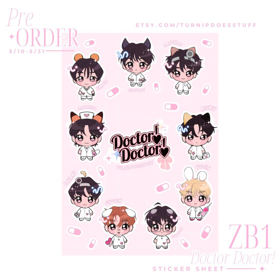 ZB1 Doctor-doctor Zeroni Sticker Sheet | Kpop Stickers Zerobaseone - Etsy