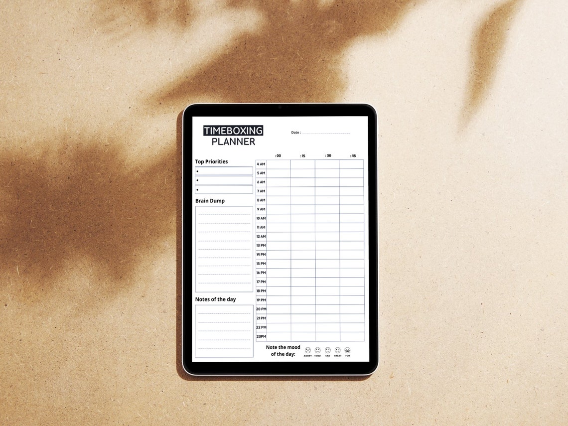 Daily Planner Printable Time Management Template Time Boxing PDF ...