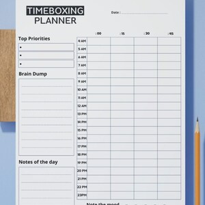 Daily Planner Printable Time Management Template Time Boxing PDF Digital Daily Planner Agenda ...