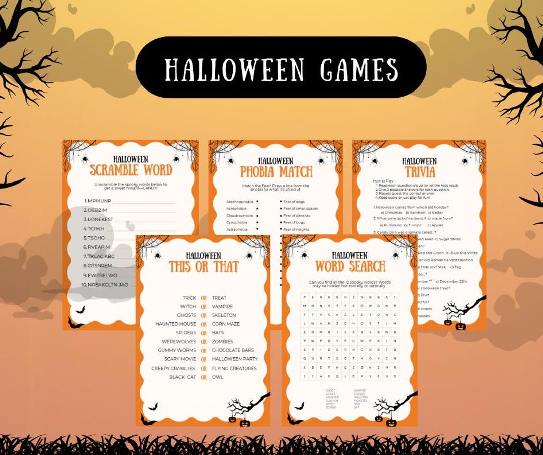 Halloween Games Bundle: 12 Printable Party Activities (instant Download ...