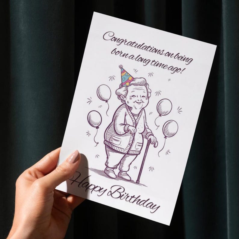 Old Man Birthday Card Digital Instant Download Humorous Retro Design ...