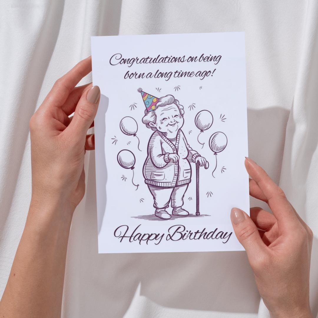 Old Man Birthday Card Digital Instant Download Humorous Retro Design ...