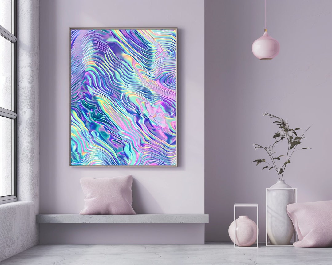 Alien Sci-fi Wavy Lines Wall Art Print Poster - Iridescent ...