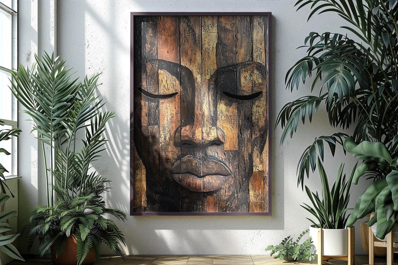 African Woodwork Carving Style Wall Art Poster - Wooden - African Art ...