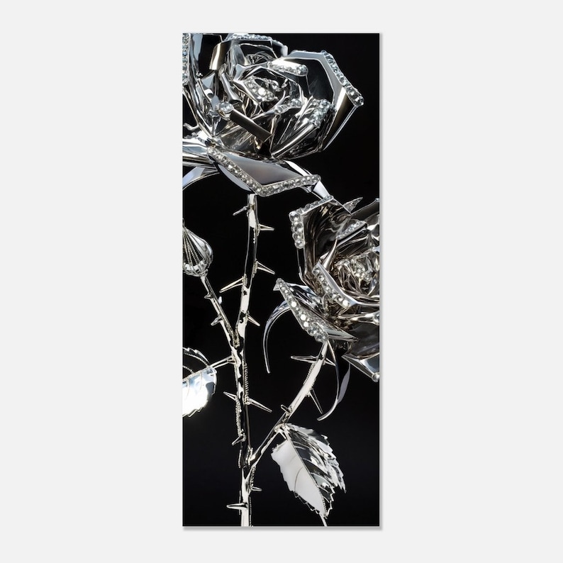 Y2k Chrome Roses Floral Art Print Wall Art or Poster -diamond Encrusted ...