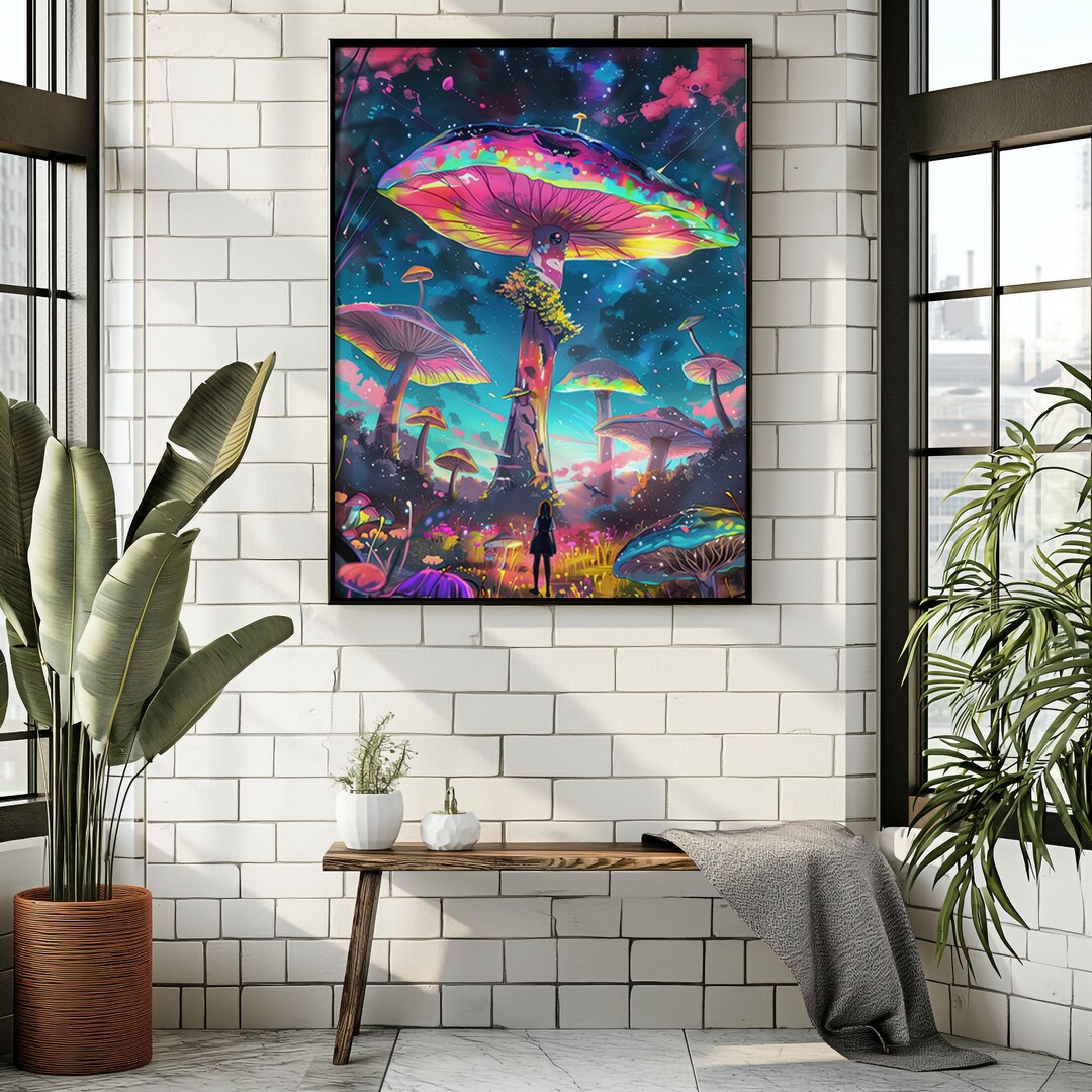 Trippy Psychedelic Poster Mushroom Wall Decoration - Etsy