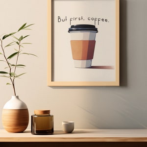 But First, Coffee Poster Caffeine Cafe Kitchen Espresso Latte ...